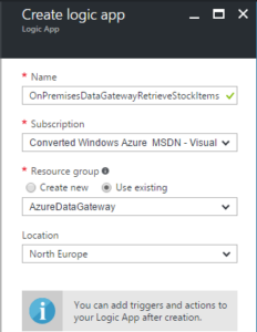 Access On premise SQL Server from Azure Logic Apps