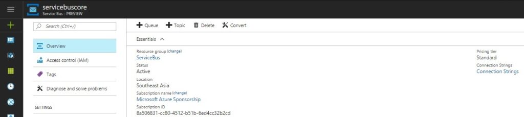 Azure Service Bus in .NET Core with example