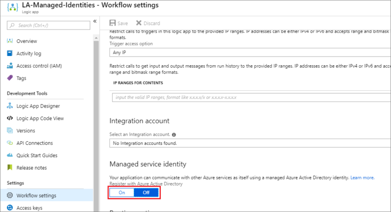 Azure Managed Service Identity for Logic Apps