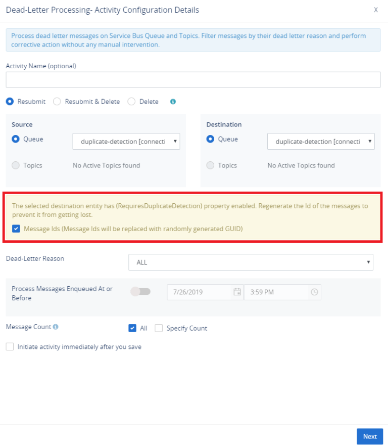 Avoid Message Loss While Resubmitting to Service Bus