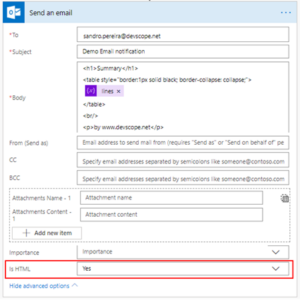 Power Automate Outlook Connector: Custom HTML Email notification