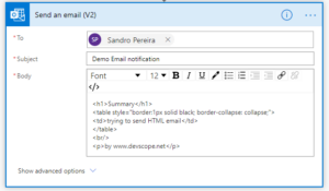 Power Automate Outlook Connector: Custom HTML Email notification