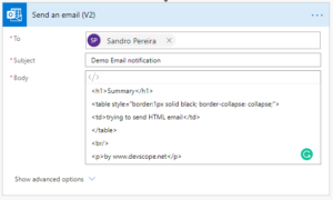 Power Automate Outlook Connector: Custom HTML Email notification