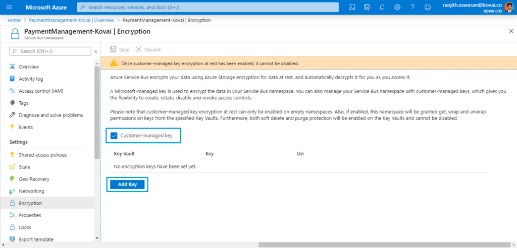 Encrypt Azure Service Bus Data at REST using User Keys - Turbo360