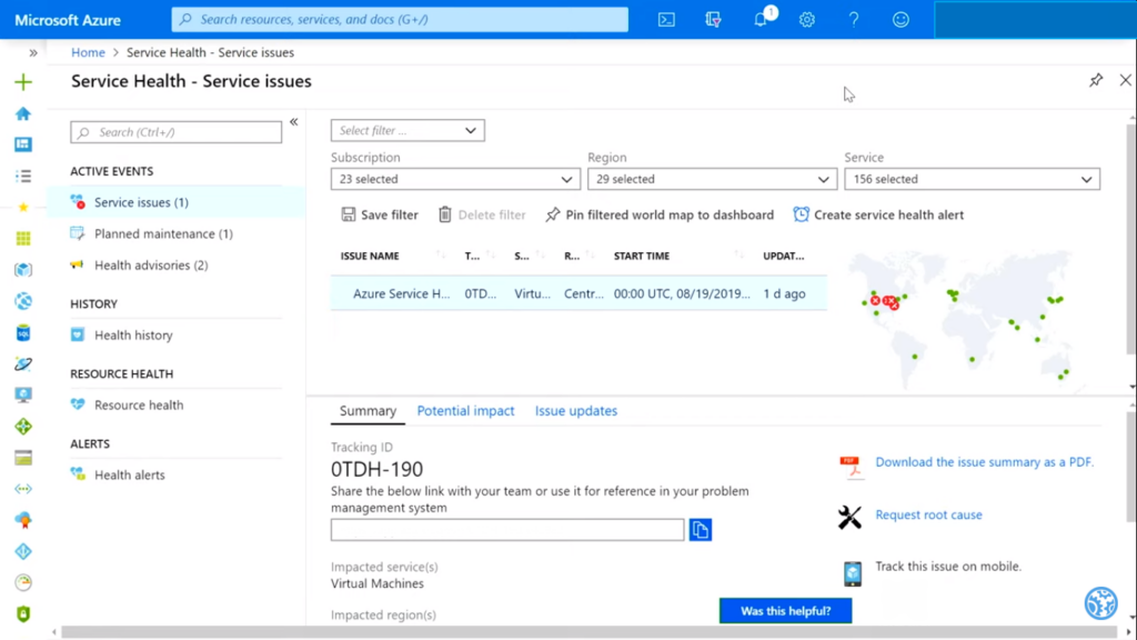 Overview of Azure Service Health Monitoring