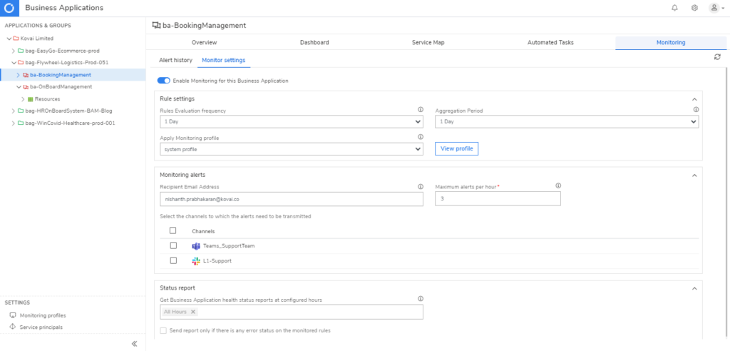 Application view for Microsoft Azure Resources