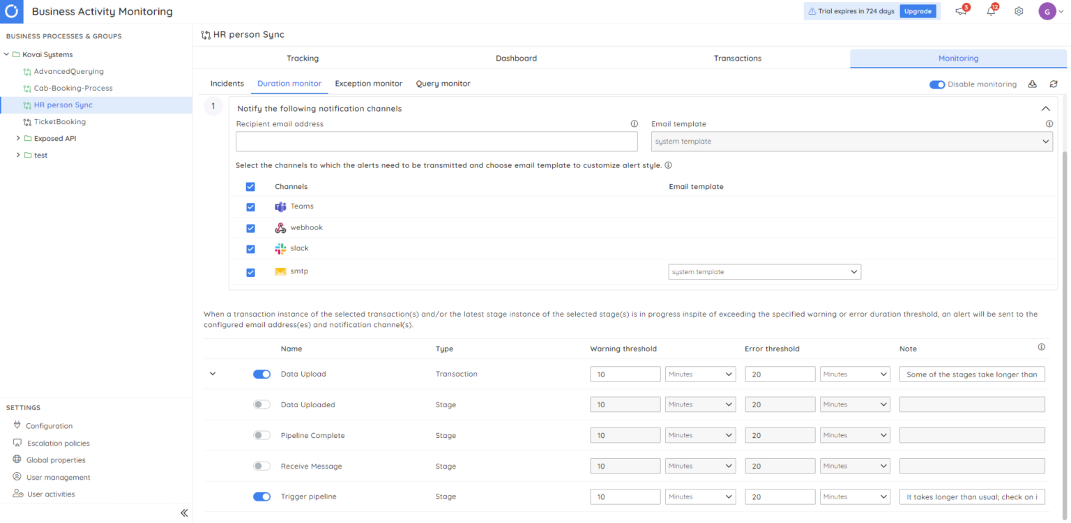 Azure Distributed transaction performance monitoring using BAM