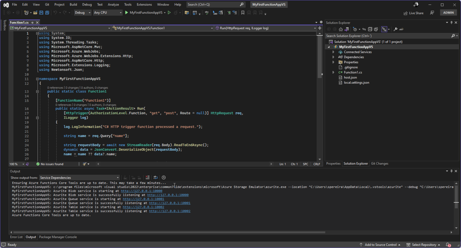 How to create an HTTP trigger in Azure Functions?