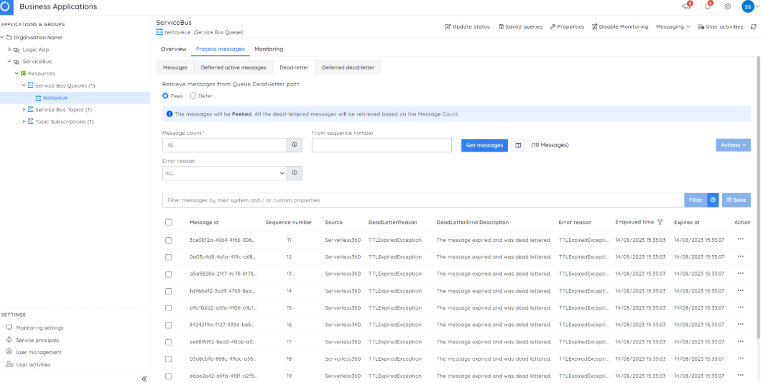 How to Monitor Azure Service Bus Dead Letter Queue?