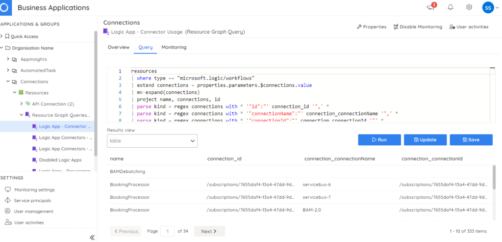 How to monitor connector's API Connections in Logic Apps?