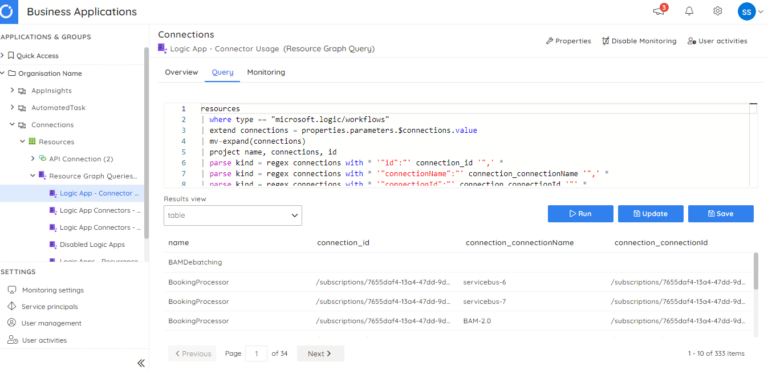 How to monitor connector's API Connections in Logic Apps?